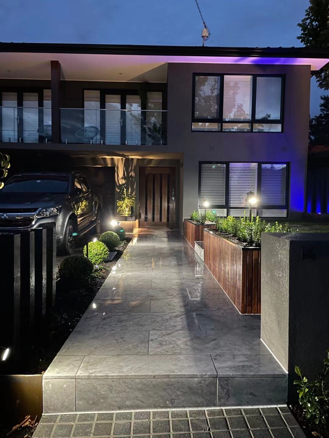 Night time Grey Apricot Pathway - Vietnam Marble
